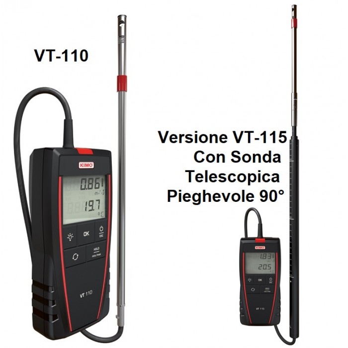 Termoanemometro serie Kimo VT110 e VT115 dotati di sonda a filo caldo ...